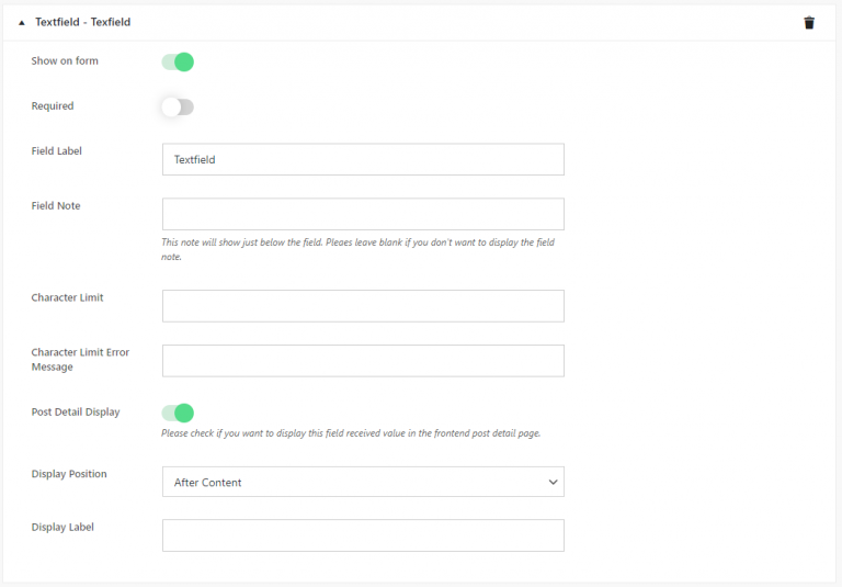 Custom Field Settings